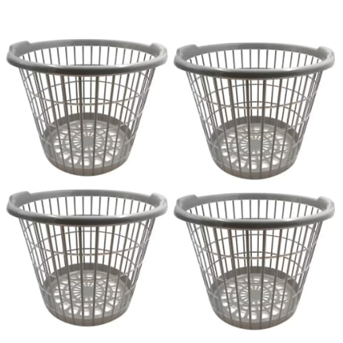 Set of 6 Grey Laundry Basket Lightweight One Bushel Capacity laundry hamper with lid Plastic storage baskets 1 Gift For home and garden use (17.5” x12”)