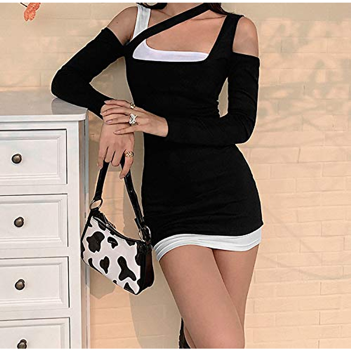 Women Cow Print Shoulder Bag Clutch Purse Underarm Handbag Satchel Zipper Tote Bag Small Purse