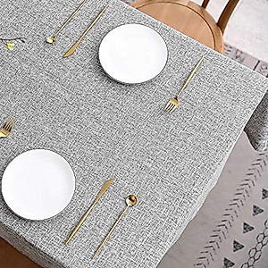 maxmill Flaxy Faux Linen Tablecloth with 2-Tone Slubby Texture Wrinkle Free Anti-Shrink Soft Table Cloth for Kitchen Dining Tabletop for Outdoor and Indoor Use Rectangle 60 x 84 Inch Light Grey