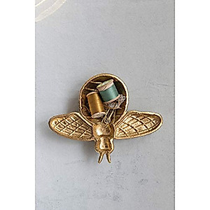 Creative Co-Op Decorative Cast Iron Gold Bee Shaped Dish