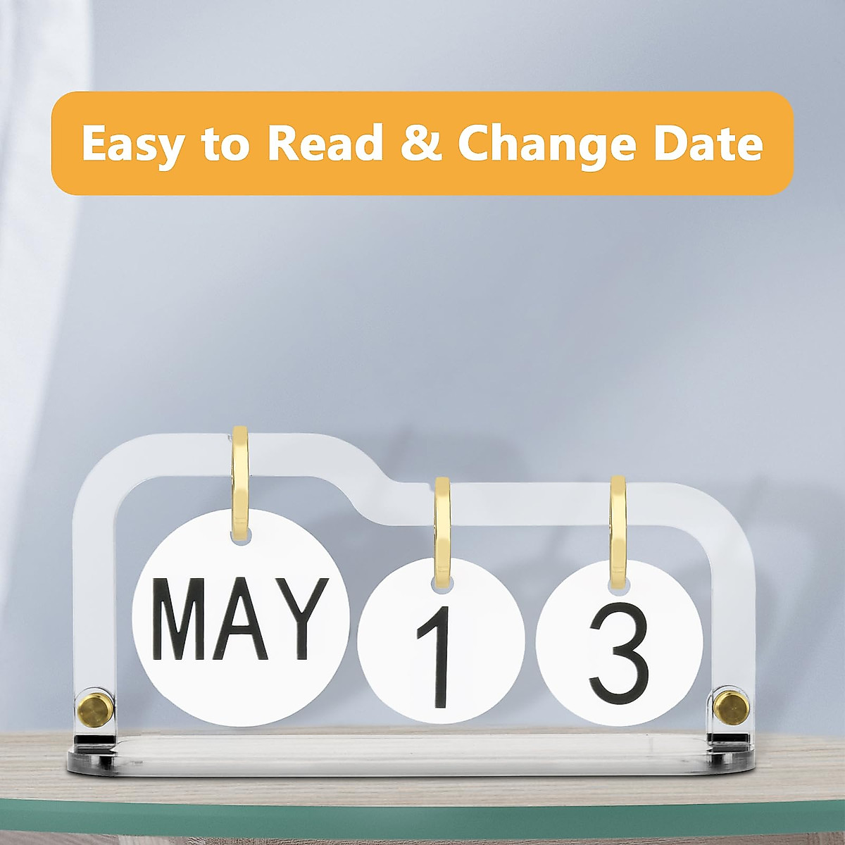 Acrylic Perpetual Desk Calendar 2023-2024 Standing Flip, Vintage Desktop Flip Calendar with Acrylic Month Date Large Display Blocks, Daily Flip Calendar for Home Office Decor Desk Accessories (Style