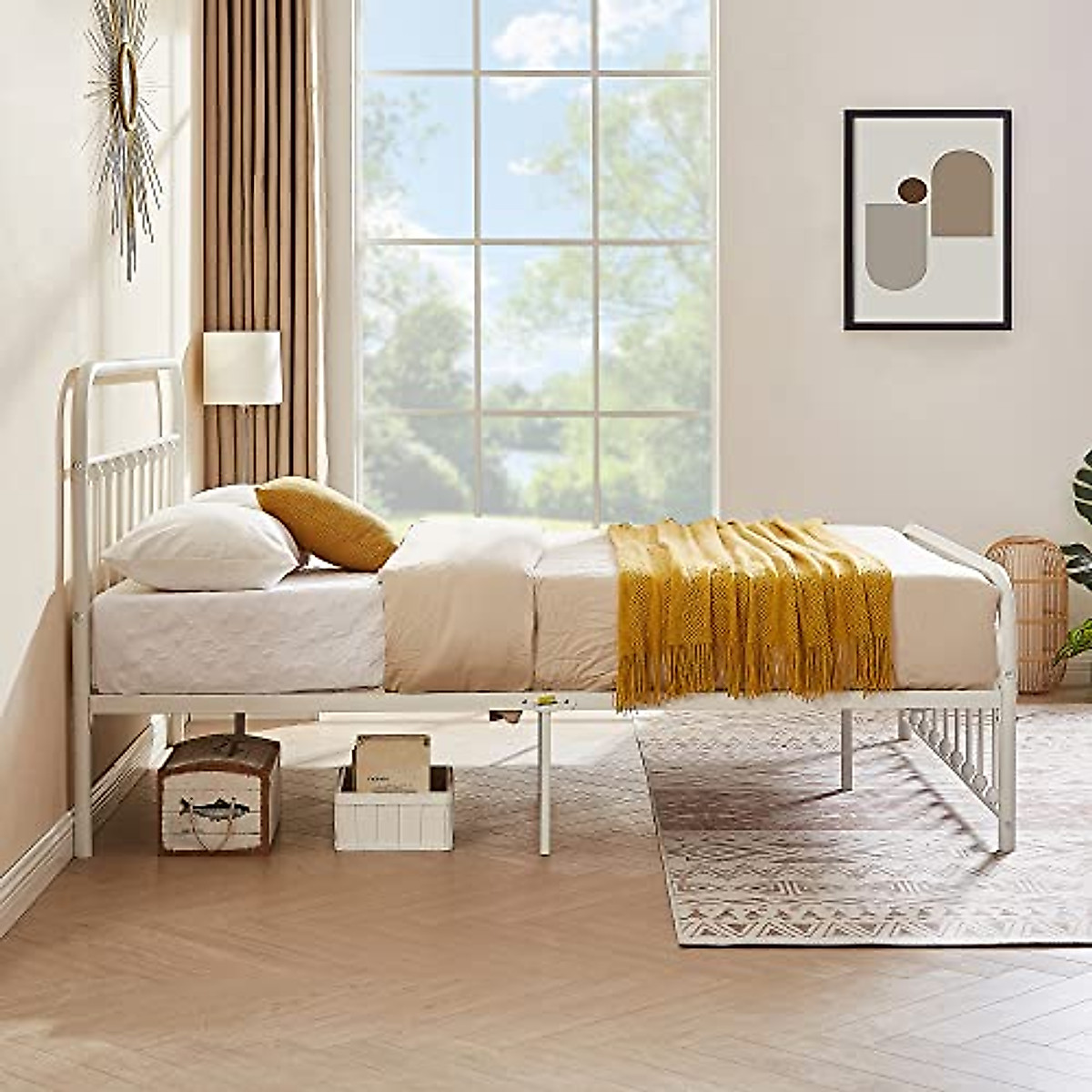 VECELO Metal Platform Bed Frame, Mattress Foundation with Headboard & Footboard,No Box Spring Needed,Full Size