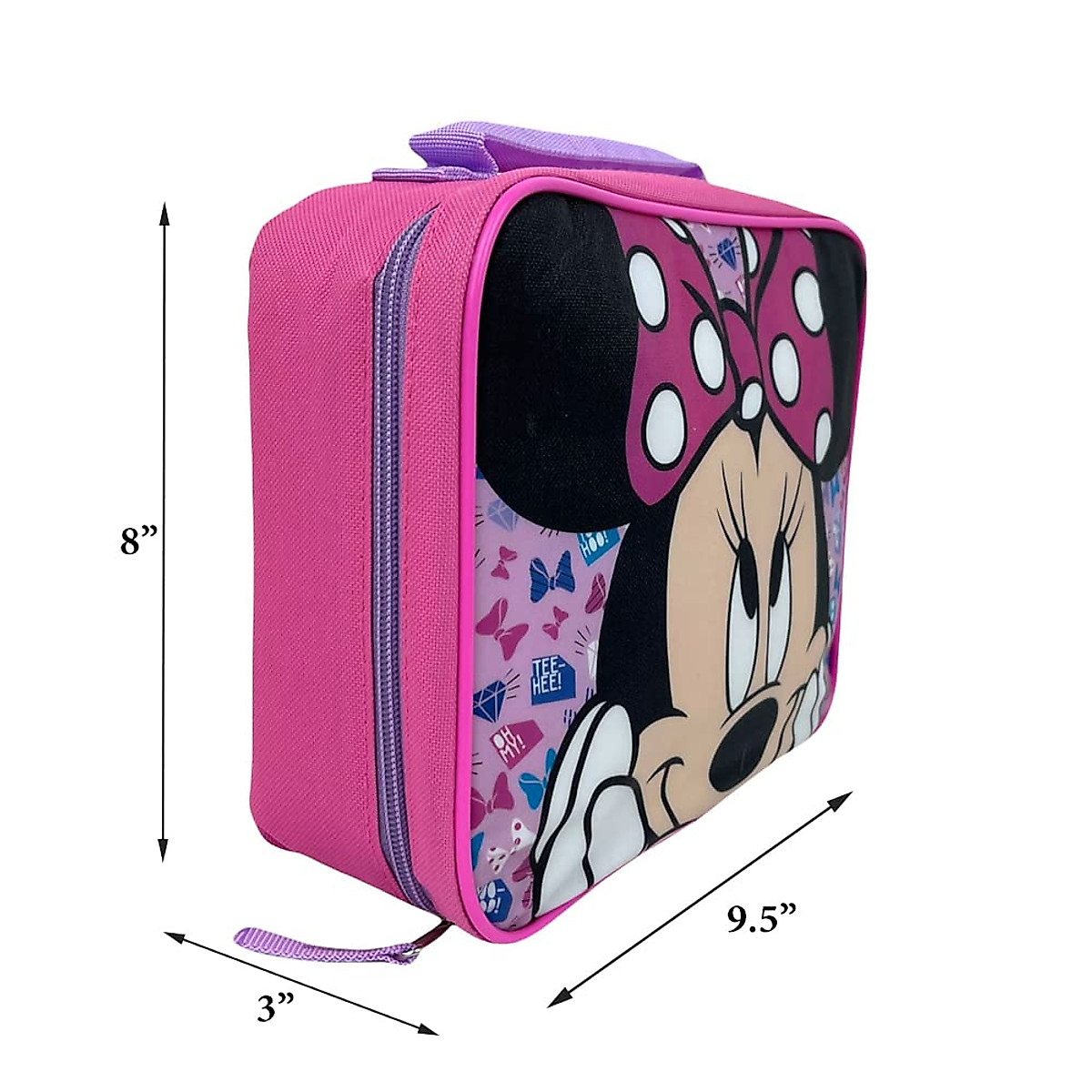 Disney Minnie Mouse Lunch Box and Water Bottle Bundle 2 Pc. Set, Soft Insulated Lunch Bag with BPA Free Water Bottle for Kids