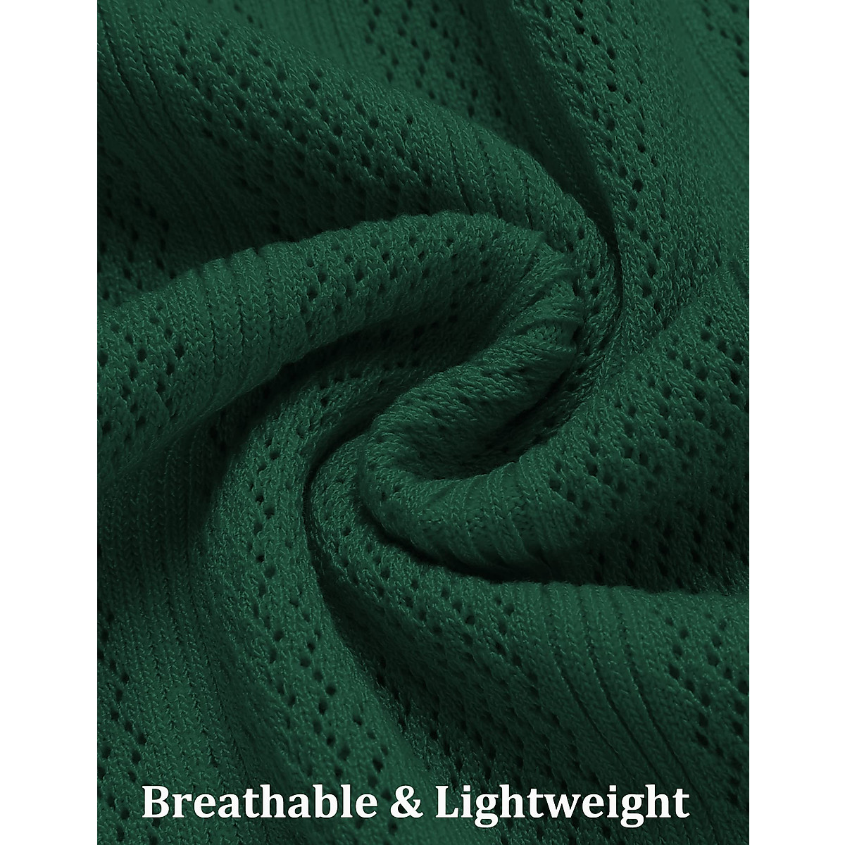 COOFANDY Knit Summer Shirts for Men Short Sleeve Button Down Polo Shirts with Pocket Green