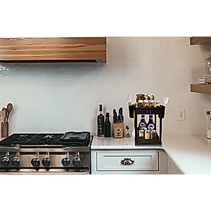 evismo 2-Tier Under Sink Organizer, Bathroom & Kitchen Multipurpose Cabinet Storage, with Pull-out Sliding Drawer, Hooks & Hanging Cups, Adjustable Height, Cabinet Organizer, Black