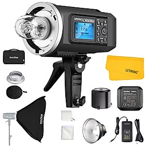 Godox AD600BM Outdoor Flash Strobe Light, 600Ws Bowens Mount Flash Monolight, 2.4G Wireless X System, GN87 1/8000 HSS Portable Lamp, with Godox AD-R6 Standard Reflector, 80cmX80cm /32"X32"Softbox