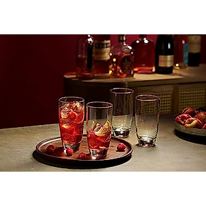 Glaver's Highball Glasses Set Of 4, 16 Oz. Drinking Glasses, Unique Water Glass Cups For Juice, Cocktails, Soda, Heavy Bottom Tumbler Glass