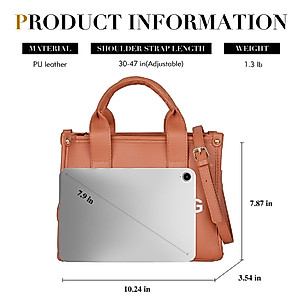 JQAliMOVV Tote Bag for Women, Trendy Leather Tote Bag Small Personalized Top Handle Crossbody Handbags for Work Travel (Brown)