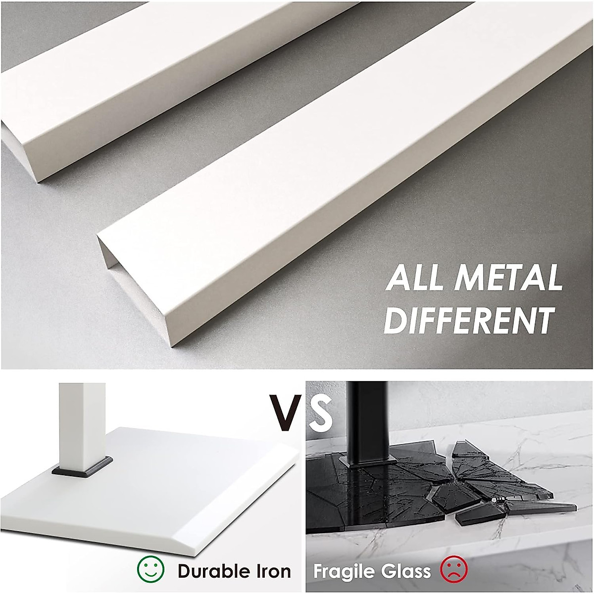 FITUEYES Floor TV Stand with Power Outlet for 26-65 Inch TVs, Swivel TV Stand with Mount Height Adjustable with Iron Base, TV Stand for Bedroom, Living Room Hold Up to 88 lbs, White