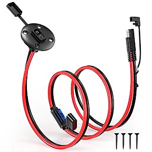 EXTRACTME 2-Pack SAE Connector Harness with 15A Fuse, 2FT 12AWG SAE Power Socket Sidewall Port Connector, SAE Solar Panel Flush Mount Quick Connector Plug Cable for Solar Generator Battery Charger