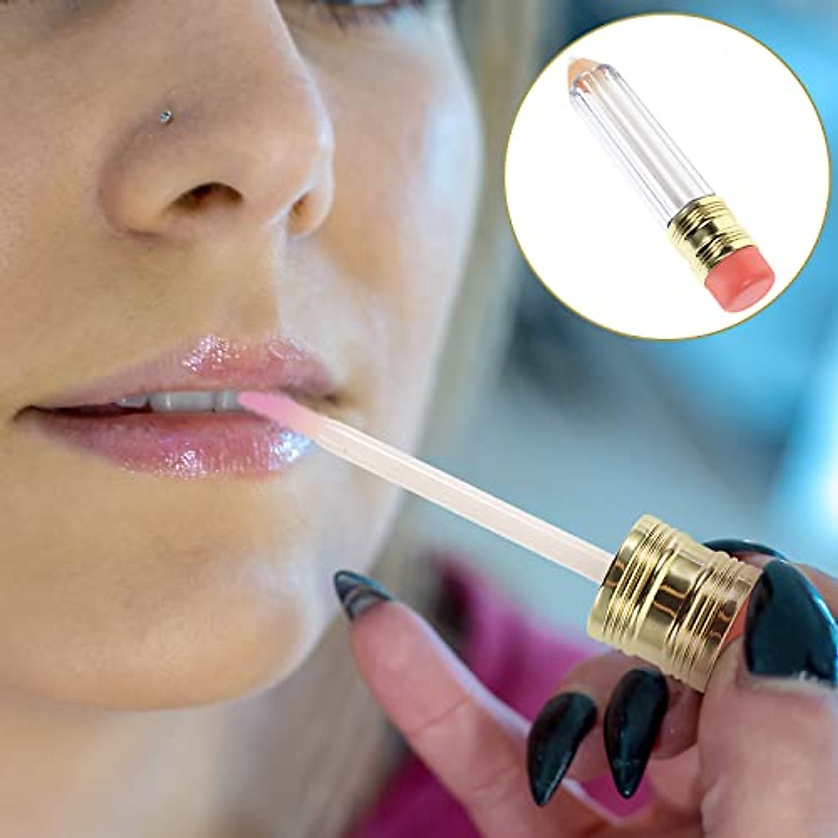 BEOSOFLOY 12pcs Clear Pencil Lip Gloss Tubes 5ml Mini Reusable Clear Empty Lip Gloss Containers Tube with Wand Mini Lip Gloss Tube for Girls DIY Lip Samples