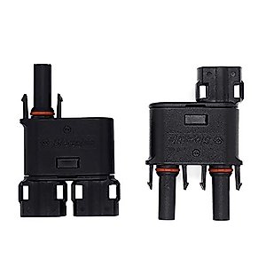 Slocable T Y Branch Connector IP68 Waterproof 1000V 1500V Solid Copper Terminal in PV Solar Series or Parallel Circuits 1 Pairs (2to1 Branch)