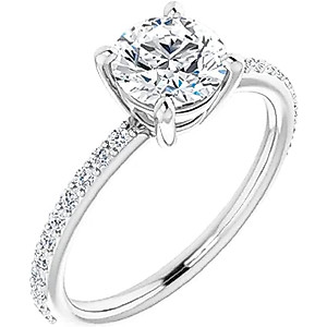 Moissanite Gems Round Moissanite Engagement Ring 1 CT VVS Clarity 925 Sterling Silver Wedding Moissanite Diamond Solitaire Bridal Ring for Her Promise Ring (4.5)