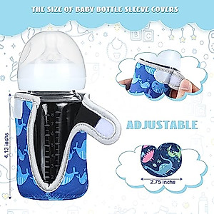 Irenare 6 Pieces 8 oz Glass Baby Bottles Sleeve Covers Bulk Neoprene Adjustable Newborn Feeding Bottles Sleeve Heat Cold Retention Sleeve for Nursing Bottle (Shark, Whale, Dinosaur)