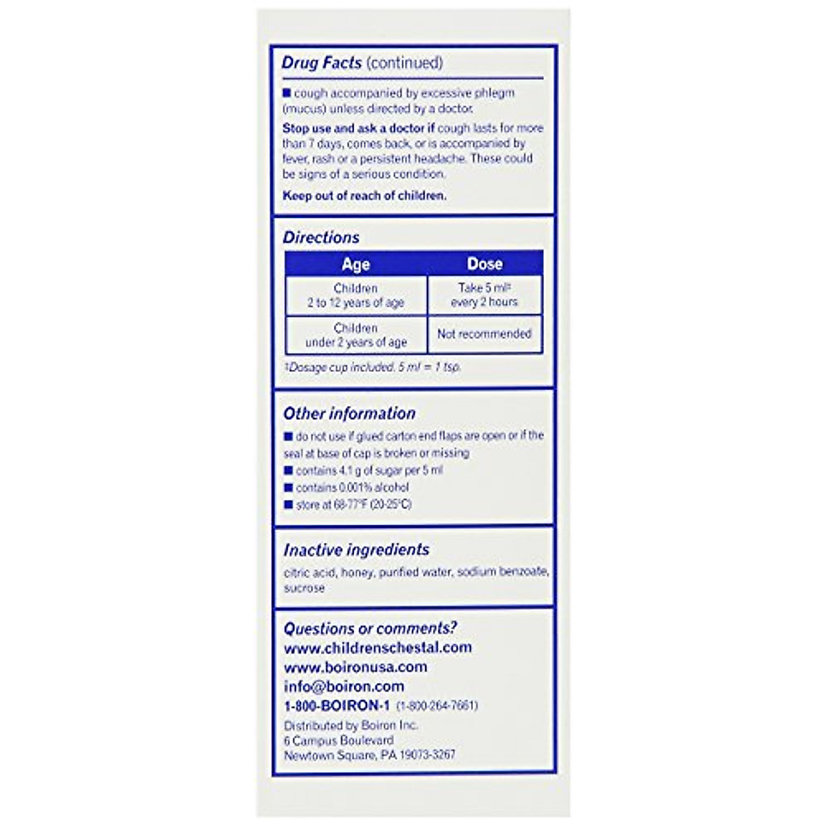 Boiron Children's Chestal for Cough Syrup, Honey, 4.20 Ounce