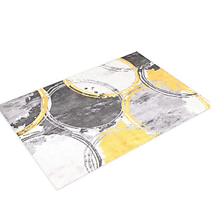 Rugshop Evora Contemporary Modern Circles Area Rug 5' x 7' Yellow