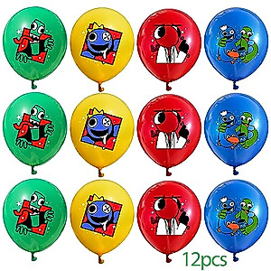 63pcs/Set Rainbow Birthday Party Decorations Backdrop, Party Supplies for Kids Photo Background with 12pcs Ballons and 50 pcs Stickers, for Kids Birthday Decorations