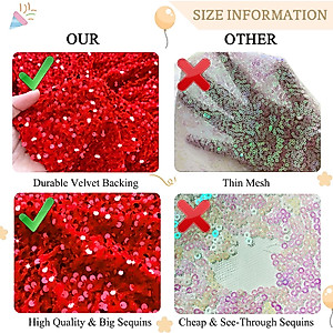 Sequin Fabric Red Glitter Fabric Stretch Velvet Fabric by The Yard 1 Yard Mermaid Sequins Fabric Large Sequins Christmas Fabric for Sewing Dress Sparkly Fabrics for DIY Making Outdoor Polyester Cloth