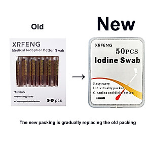 50 PCS Disposable Iodine Swab Portable Medical Swabs Outdoor Supplies Care Nasal