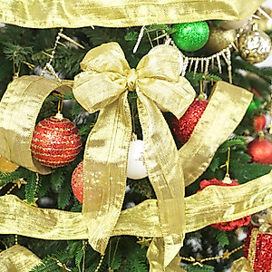 HUIHUANG Gold Wired Ribbon 2-1/2" Metallic Crinkle Gold Christmas Tree Ribbon for Bows Making, Wreath Making Supplies, Gift Wrapping, Holiday Home Decor, Garland, DIY Crafts -10 Yards