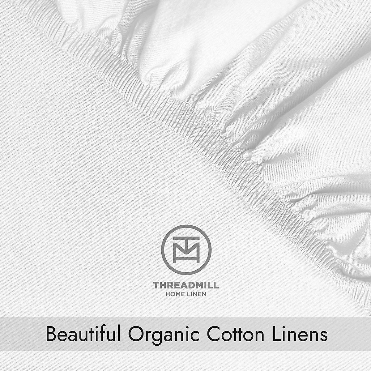 Threadmill 100% Organic Cotton Sheets for King Size Bed | GOTS Certified Hotel Percale Sheets | Deep Pocket King Sheets | 4 Piece King Size Sheets | White Sheets