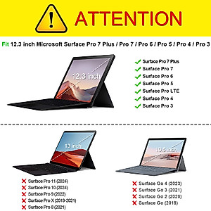 Fintie Case for Microsoft Surface Pro 7 Plus, Surface Pro 7/6/5/4/3 12.3 Inch Tablet - Multiple Angle Viewing Portfolio Business Cover, Compatible w/Type Cover Keyboard, Black