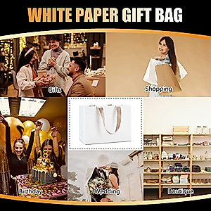 White Gift Bags Bulk YACEYACE 10Pcs 8"x3.75"x6" Small Size White Gift Bags with Handles White Paper Gift Bags White Kraft Paper Bags White Paper Shopping Bags for Small Business, Wedding Bags Party Bags Retail Bags