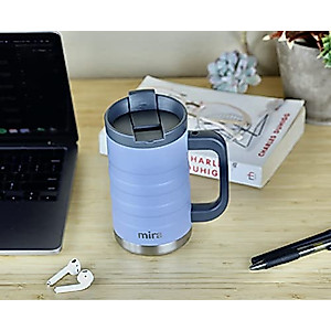MIRA Vacuum Insulated Coffee Mug with Handle, 14oz Stainless Steel Tea Coffee Travel Mug, Double Wall Reusable thermal Coffee Cup with Lid, Admiral Blue