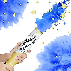 Workkeep Gender Reveal Confetti Powder Cannon - Set of 4 - Blue Only for Baby Boy with Blue Confetti Cannon Smoke Bombs, Gender Reveal Poppers with Gender Reveal Decorations Party Poppers