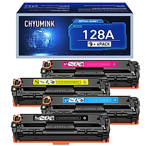 Chyumink Remanufactured for HP 128A CE320A CE321A CE322A CE323A Compatible Toner Cartridges use with HP Color CP1523n CP1525nw CM1415fnw CP1525n CM1415fn (Black Cyan Yellow Magenta)
