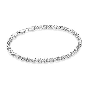 Miabella Italian 925 Sterling Silver 3mm Solid Square Byzantine Bracelet for Men Women, 925 Handmade in Italy (Length 7.5 Inch)