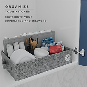 NAVILIS Lid Organizers Inside Cabinet - Food Storage Container Organizer Suitable For Large Containers - Lid Storage Organizer With 6 Adjustable Dividers