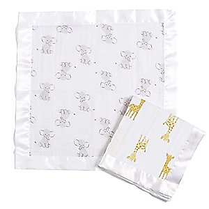 aden + anais Essentials Issie Security Blanket, Super Soft 100% Cotton Muslin, 2 Pack, Safari Babes