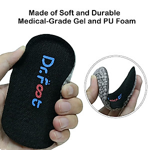 Dr. Foot's Height Increase Insoles, Heel Cushion Inserts, Heel Lift Inserts for Leg Length Discrepancies (0.6" Height, Black)