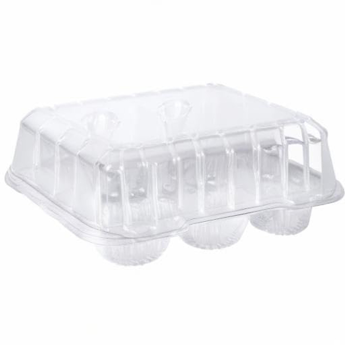 Clear Cupcake Boxes 6 Cavity Holder,ONE MORE Large 6 Compartment Muffin Containers Plastic Cupcake Carrier with Deep Dome 4" High Safe Eco-friendly Material Pack of 15