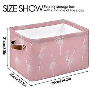 ALAZA Ballerinas Pink Foldable Storage Box Storage Basket Organizer Bins with Handles for Shelf Closet Living Room Bedroom Home Office 1 Pack