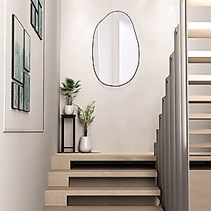 RACHMADES 33.5×20.5 inches Irregular Wall , Asymmetrical , Large Vanity Mirror for Wall Decoration, Modern Wood Framed for Living Room Bedroom Bathroom Entryway Mirror