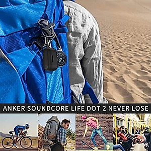 WQNIDE Update Silicone Case Cover for Anker Soundcore Life Dot 2, Protective Case [LED Visible] Anti-Lost Shockproof with Keychain Earbuds Case Cover(Black)