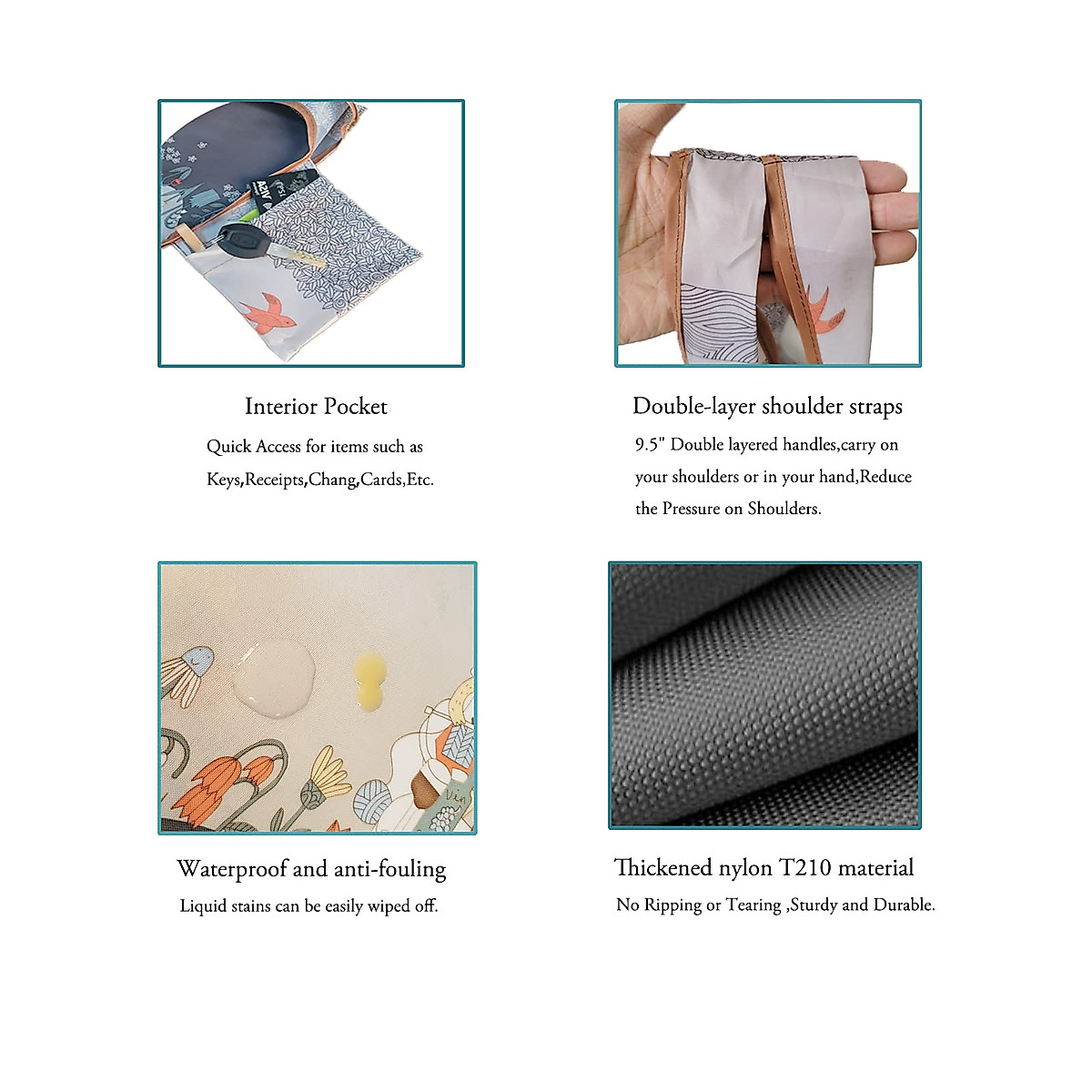 Found Notice Artistic Painting Style Reusable Grocery Bags - Foldable, Durable, and Easy to Clean - Perfect for Shopping, Travel, and Kitchen Groceries Gift Tote Bag - Set of 4