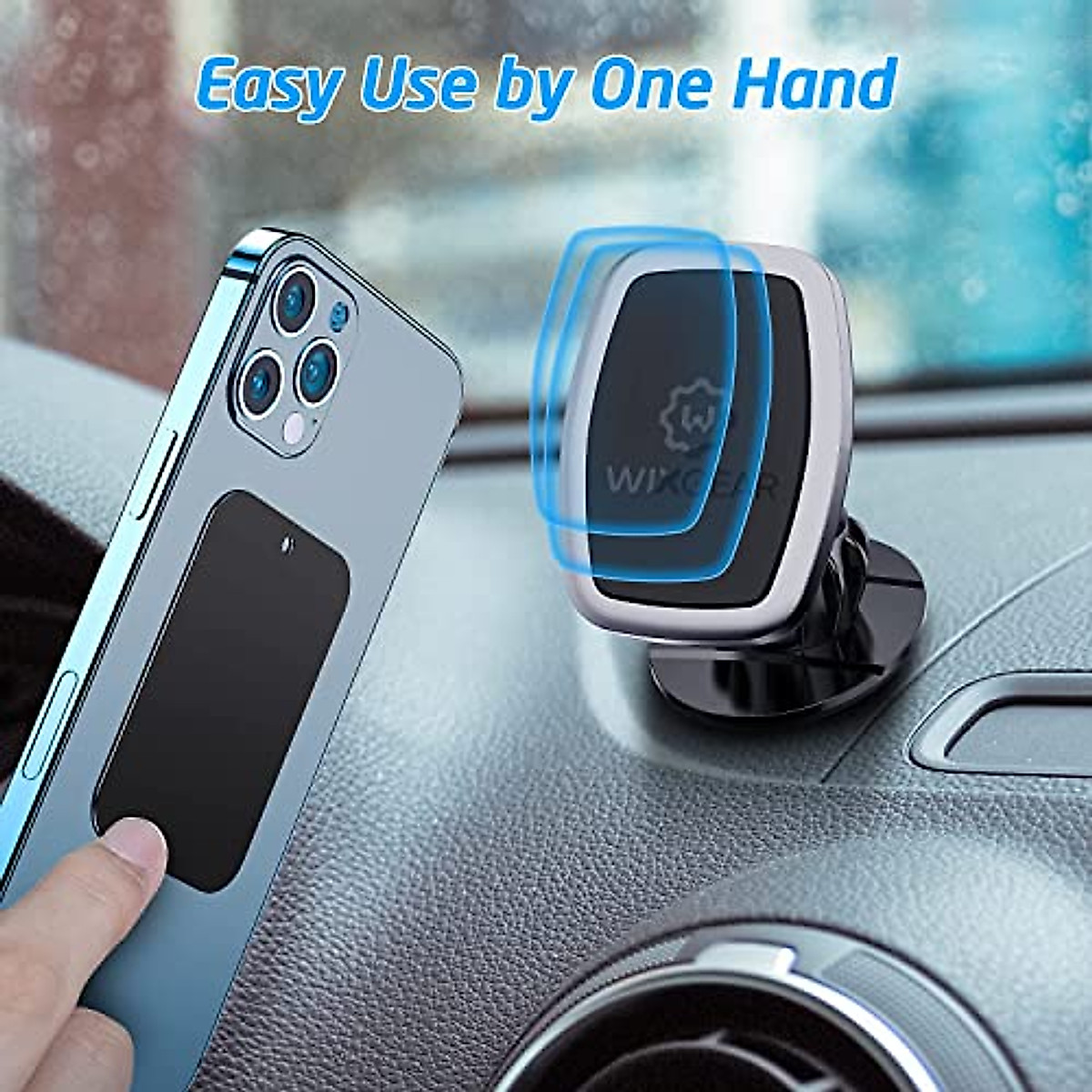WixGear Universal Stick On Swivel Mount (2 Pack) Dashboard Magnetic Phone Holder for Car, Phone Mount for Car for Cell Phones and Mini Tablets with Fast Swift-snap (New Upgraded Mount)
