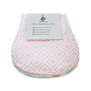 MiiYoung 5-Pack Baby Burp Cloths for Girls, Triple Layer, 100% Organic Cotton, Soft and Absorbent Towels, Burping Rags for Newborns Set (Woodland)