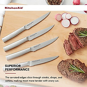 KitchenAid Gourmet Forged Steak Knife Set, High-Carbon Japanese Stainless Steel, 4 Piece, Brushed