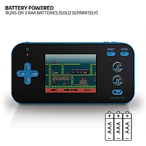 My Arcade Gamer V Portable - Handheld Gaming System - 220 Retro Style Games - Lightweight Compact Size - Battery Powered - Full Color Display - Volume Buttons - Blue