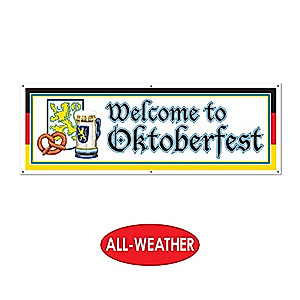 Beistle Welcome to Oktoberfest Sign Banner, 5-Feet by 21-Inch