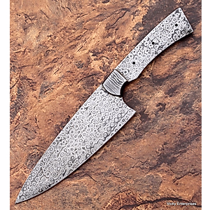 JNR Traders Damascus Steel Chef Knife Blank Blade Knife Making Material Diy 10.5" Handmade Full Tang Thin Ultra-Sharp Professional Kitchen Knife Blade Blank 9045Rd