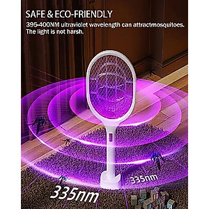 Bug Zapper Racket, Electric Fly Swatter, 2 in 1 Swatter Zapper, Mosiller Bug Zapper with 3-Layer Safety Mesh, Fruit Fly Swatter Electric Zapper, Indoor Bug Zapper for Home