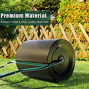 Arnot Lawn Roller, Heavy-Duty Push/Tow Behind Water/Sand Filled Roller for Park, Garden, Yard, Ball Field, 16x20-Inch, 60L/ 16 Gallons, Black
