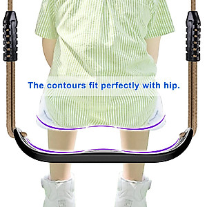 SELEWARE Plastic Swing Seat, Non Slip Tree Swing Set with Adjustable Rope and 2 Carabiners, Heavy Duty Playground Swing Set Accessories for Kid Indoor Outdoor Backyard, Black