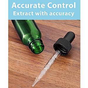 JUVITUS 1 oz / 30 ml Green Glass Boston Round Empty Bottle with Graduated Measurement Glass Dropper (24 Pack)