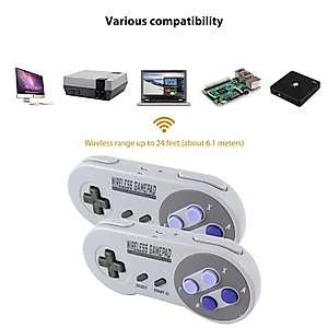Gxcdizx 2 Packs Wireless Controller for SNES Classic Edition（Mini）/NES Classic Edition, Gamepad with USB Wireless Receiver for Switch, Windows,iOS,Liunx,Android Device
